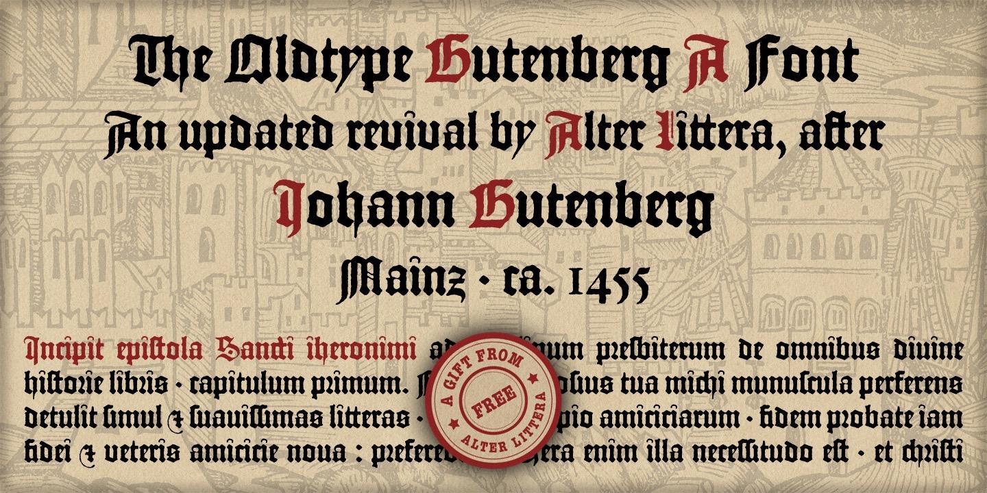 Gutenberg A - Font List entries